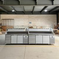 China OEM Stainless Steel Pizza Chiller Fridge Salad Refrigerated Pizza Prep Table with Top Display for sale