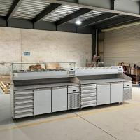 China OEM Stainless Steel Pizza Chiller Fridge Salad Refrigerated Pizza Prep Table with Top Display for sale
