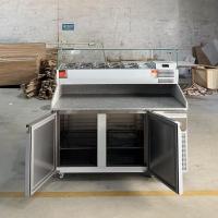 China Double-Temperature Air Cooler Salad Pizza Prep Table Refrigerator With Marble Worktop for sale