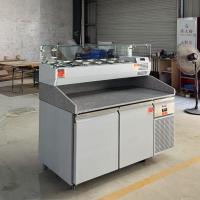 China Double-Temperature Air Cooler Salad Pizza Prep Table Refrigerator With Marble Worktop for sale