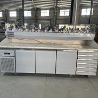 China Big Size Pizza Prep Table Marble Top Dual-Temperature Display Refrigerator Workbench for Restaurant Kitchen for sale