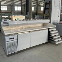 China Big Size Pizza Prep Table Marble Top Dual-Temperature Display Refrigerator Workbench for Restaurant Kitchen for sale