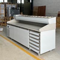 China Pizza Salad Sandwich Prep Counter Fridge Commercial Marble Top for sale