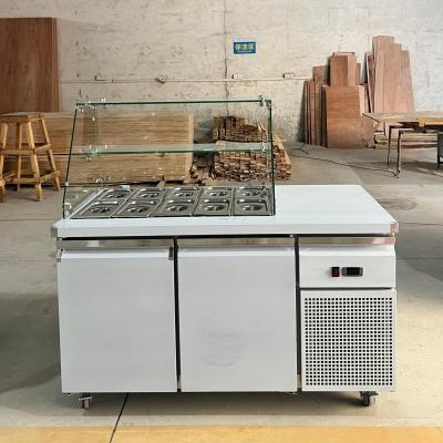 China Single Temperature Pizza Salad Preparation Fridge 2 Door Automatic Defrost for sale
