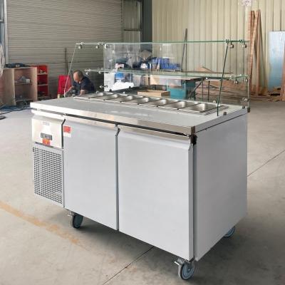 China 2 Door Glass Cover Salad Preparation Fridge Air Cooling for Restaurant for sale