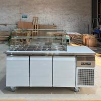 China Stainless Steel Countertop Salad Fridge Commercial With Glass Canopy for sale