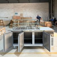 China Stainless Steel Countertop Salad Fridge Commercial With Glass Canopy for sale
