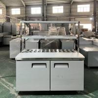 China SS201 SS304 Salad Prep Table Refrigerator 2 Door Pizza Bar Subway Display Fridge for sale