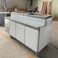 China Stainless Steel Fruit Salad Display Refrigerator Air Cooling 3 Doors for sale