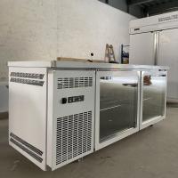 China Double Glass Doors Kitchen Fridge Workbench Undercounter Refrigerators Freezers Refrigerator for sale