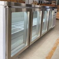China 4 Glass Doors Undercounter Chiller Freezer Stainless Steel Workbench Refrigerator for sale