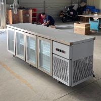 China 4 Glass Doors Undercounter Chiller Freezer Stainless Steel Workbench Refrigerator for sale