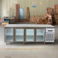 China 4 Glass Doors Undercounter Chiller Freezer Stainless Steel Workbench Refrigerator for sale