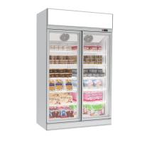 China Commercial Upright 2 Glass Door Refrigerator Display Fridge Beverage Cooler Cold Drink Showcase for Supermarket for sale