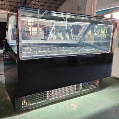 China Commercial Hard Ice Cream Display Freezer Gelato Showcases 16pcs Pans for sale