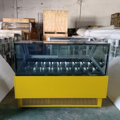 China 16 Trays Glass Door Hard Ice Cream Display Cabinet Italian Gelato Freezer for sale