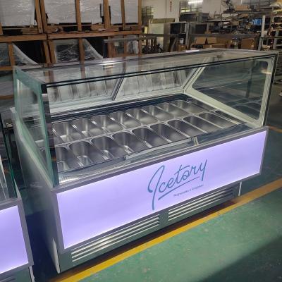 China Italian Gelato Helados Ice Cream Showcase Freezer 6 16 18 20 24 Pan for sale