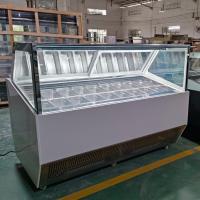 China 18 Pans Gelato Display Fridge Right-angle Tempered Glass Ice Cream Countertop Freezer for sale