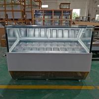 China 18 Pans Gelato Display Fridge Right-angle Tempered Glass Ice Cream Countertop Freezer for sale