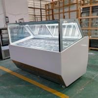 China 18 Pans Gelato Display Fridge Right-angle Tempered Glass Ice Cream Countertop Freezer for sale