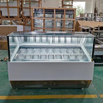 China Italian Ice Cream Display Freezer Gelato Refrigerator 10 12 14 16 18 20 Pans for sale