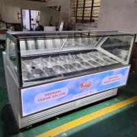 China Customized LED LOGO Panel Ice Cream Freezer Counter Countertop Gelato Freezer for sale