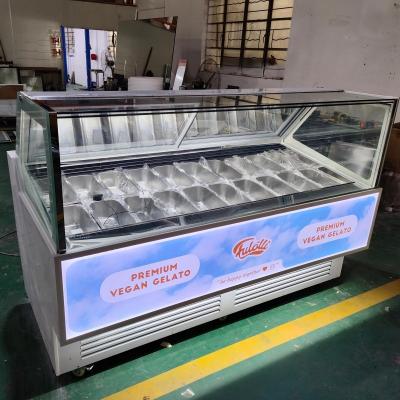 China Air Cooling Gelato Display Freezer Ice Cream Refrigerator Showcase With LED Panel for sale