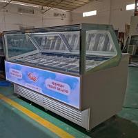 China Customized LED LOGO Panel Ice Cream Freezer Counter Countertop Gelato Freezer for sale