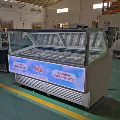 China Air Cooling Ice Cream Display Freezer Gelato Showcase With 20 Pans for sale