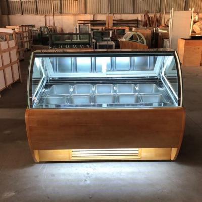China Ventilated Gelato Display Cabinet with 10 1/2 Big GN Pans Ice Cream Counter for sale