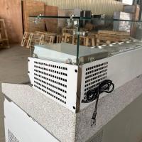 China Marble Top Stainless Steel Pizza Prep Table Refrigerator Salad Workbench Chiller Worktable With Glass Cover for sale