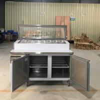 China 2 Doors Salad Pizza Prep Table Subway Sandwich Refrigerator Counter Top Style for sale