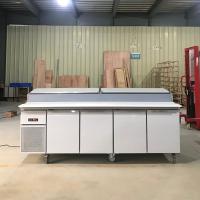 China Stainless Steel Pizza Preparation Counter Refrigerator 4 Door Customized Commercial for sale