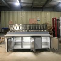 China Stainless Steel Pizza Preparation Counter Refrigerator 4 Door Customized Commercial for sale