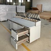 China Commercial Pizza Prep Bench Fridge 3 Doors 2 Drawers Air Cooling for sale