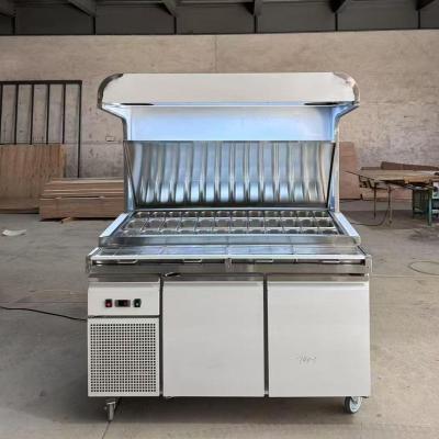 China Stainless Steel 201 Pizza Prep Table Cooler 2 Doors Commercial With LED for sale