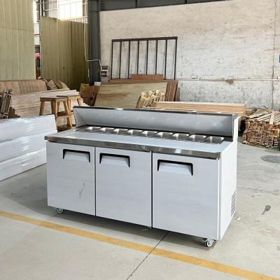 China Triple Door Stainless Steel Sandwich Prep Refrigerator Commercial for Kitchen for sale
