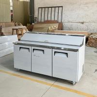 China Commercial Salad Sandwich Prep Station Stainless Steel Refrigerated Pizza Prep Table for sale