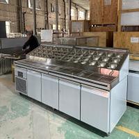 China Stainless Steel Undercounter Countertop Pizza Fridge Commercial 4 Doors for sale