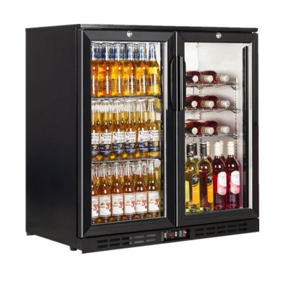 China Glass Hinge Door Commercial Refrigeration Equipment Bottle Beer Display Back Bar Cooler for sale