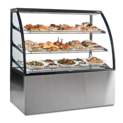 China Commercial Heated Display Cabinet Pie Warmer Hot Food Showcase Fried Chicken Food Display Warmer for sale