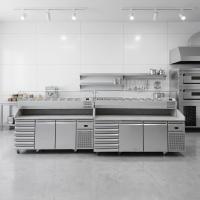 China Commercial Marble Countertop Pizza Prep Refrigerated Table Stainless Steel Sandwich Salad Prep Fridge for Pizzeria Deli Fast Food Shop for sale
