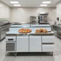 China Refrigeration Equipment Restaurant Fridge Refrigerator Marble Pizza Sandwich Prep Table Salad Cooler Table Pizza Prep Table for sale