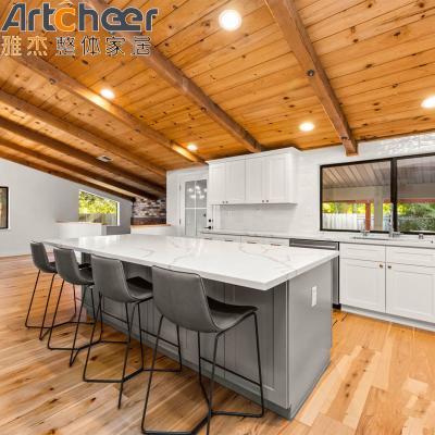 China Resin Countertop Material Complete Kitchen Cabinet Set In Hamptons Style With 2 Doors for sale