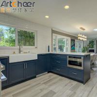 China Modern Above Counter Kitchen Cupboards with Glass Door and Granite Countertop Design for sale