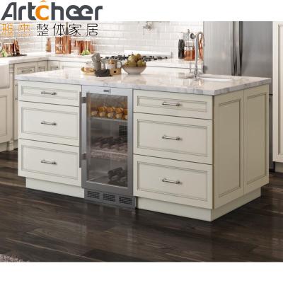 China Modern Design Kitchen Island Table with Storage and Customized Color Shaker Cabinets for sale