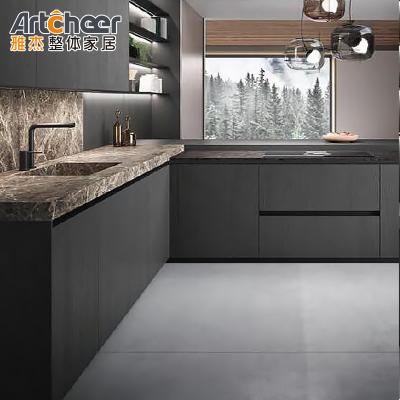 China RTA Kitchen Cabinet Complete Walnut European Style Luxury Black Wood Designs USA Italy for sale