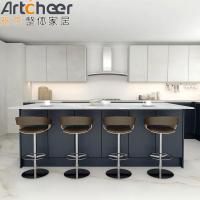 China Grey and Blue Color Customized Kitchen Cabinet in L Shape Design for Modern Kitchen from Foshan for sale