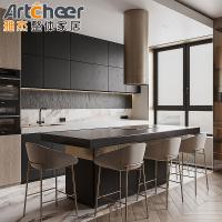 China Contemporary Design Wooden Kitchen Cabinets with Island Table and E1 Grade Material for sale