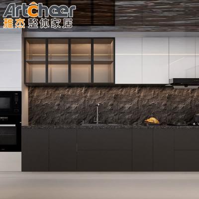 China Modular Kitchen Cabinets American Style Custom Design with Solid Wood and Quartz Top for sale